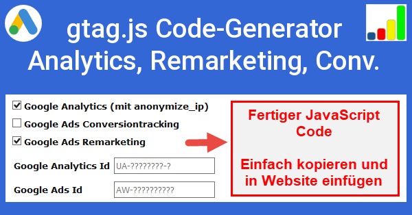 gtag.js Vorlagen für Google Ads Conversions / Remarketing / Analytics